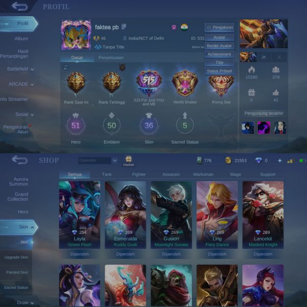 Beli Akun TIER LEGEND HERO 51, STARLIGHT AKAI, SPECIAL GUSION, ELITE ...