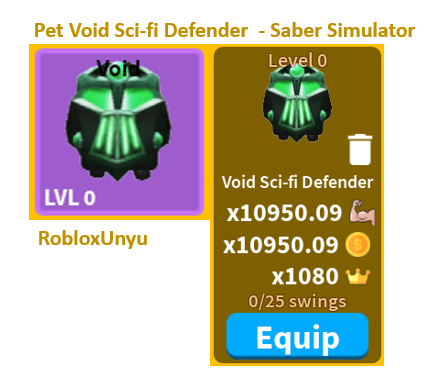 Buy Item Pet Void Sci-fi Defender - Saber Simulator Roblox 1202713 | itemku