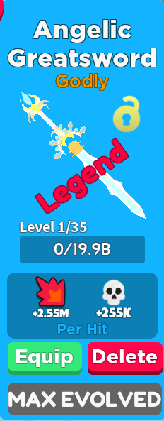 Buy Item Angelic Greatsword legend combat rift Roblox 1215755 | itemku