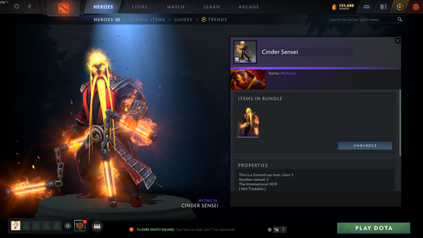 Beli Item Gift Cinder Sensei (Ember Spirit Set) Dota 2 Terlengkap dan ...