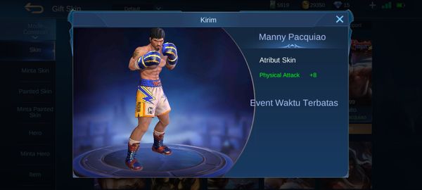 Buy Skin Manny Pacquiao (Epic Skin Paquito) Mobile Legends 1259315 | itemku