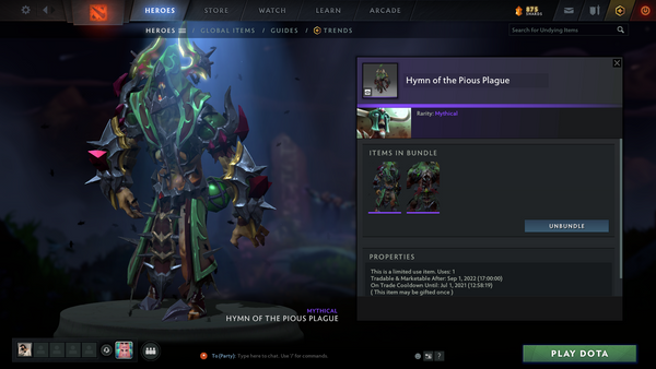 Buy Item Gift Hymn of the deadly plague (Undying) Nemestice 2021 Dota 2 1272025 | itemku