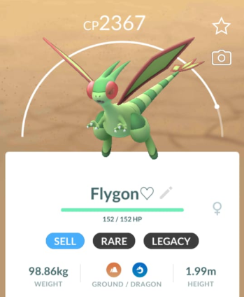 Beli Pokemon Non Odex Flygon Level 35 LEGACY MOVESET CP HIGH Pokemon GO ...