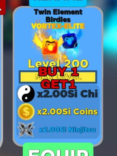 Beli Item Pet Twin Element Birdies (Vortex Elite) Ninja Legend Roblox ...