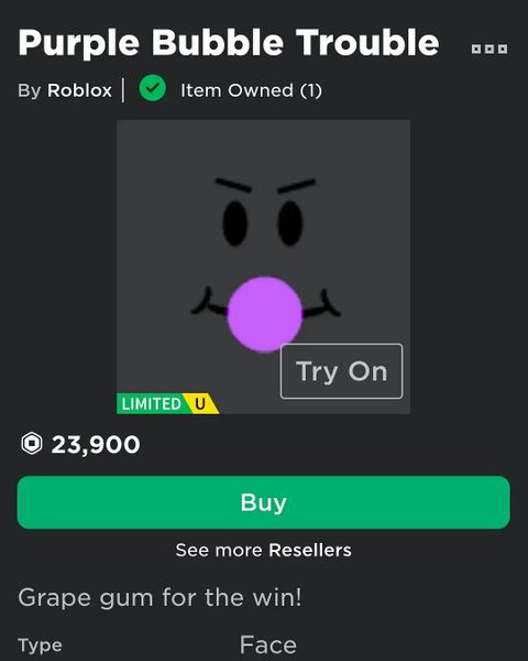 Beli Item purple bubble trouble limited face roblox RBL Terlengkap dan ...