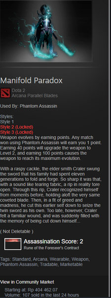 Buy Item Ready Trade Manifold Paradox (Arcana Phantom Assassin) Dota 2 1377991 | itemku