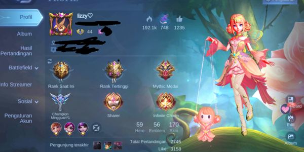 Beli Akun AKUN SULTAN CEWE + Full Skin Angela + Collector Angela + 22 ...