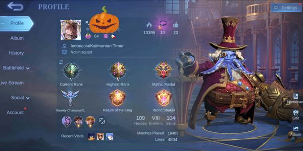 Beli Akun Akun Hero 109 Skin 104 Emblem Max 8 | Rank Epic Mobile ...