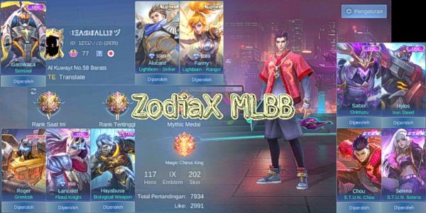 Beli Akun Akun SULTAN MURAH Skin 200, Epic Limit Saber+Gatot, Stun Chou ...
