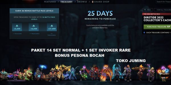 Beli Item Gift Paket 14 Set Normal + 1 Set Invoker Rare + Bonus Pesona Bocah Set Diretide ...