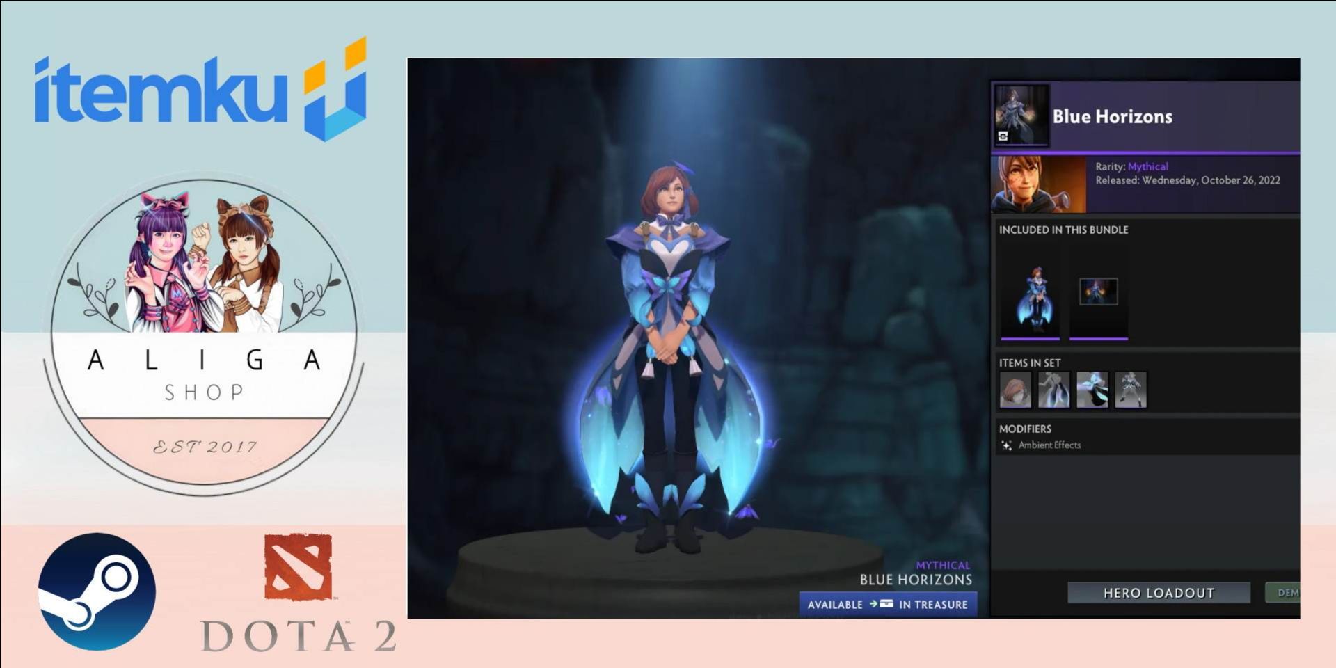 Beli Item Gift Blue Horizon (Marci set Bundle Diretide Collector Cache 2022) Dota 2 Terlengkap ...