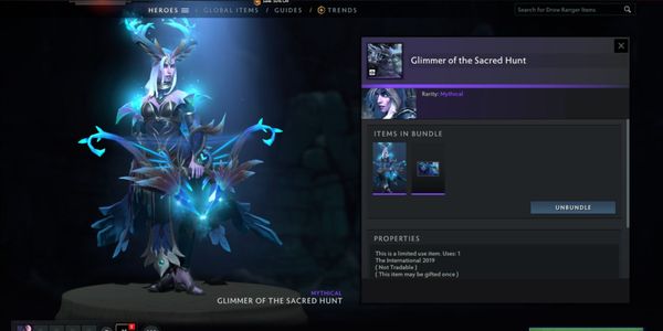 Beli Item Gift Glimmer of the Sacred Hunt (Drow Ranger Set) Dota 2 ...