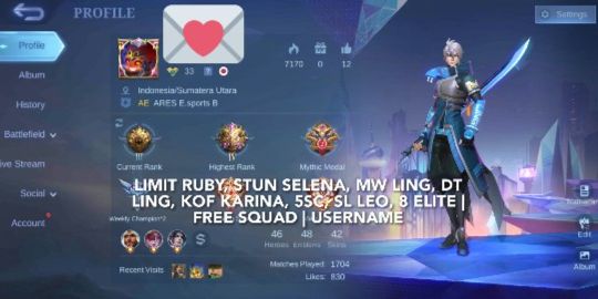 Buy Account LIMIT RUBY, STUN SELENA, MW LING, DT LING, KOF KARINA, 5SC ...