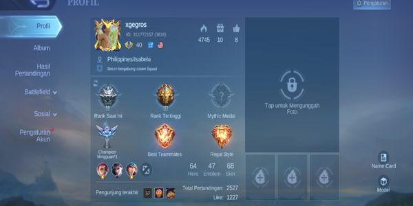 Beli Akun mobile legends starlight saber kof karina elite akai lesley ...