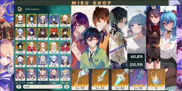 Beli Akun Trio Archon AR57 [Asia] Raiden Shogun, Venti, Zhongli, Xiao, Kamisato Ayaka, Hu Tao ...