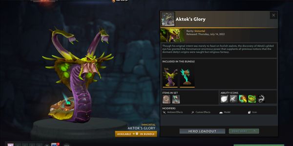 Buy Item Gift Aktok's Glory (Immortal Venomancer) Dota 2 2134229 | itemku