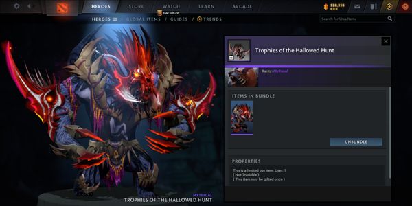 Beli Item Gift Trophies of the Hallowed Hunt (Ursa Set Diretide 2022 ...