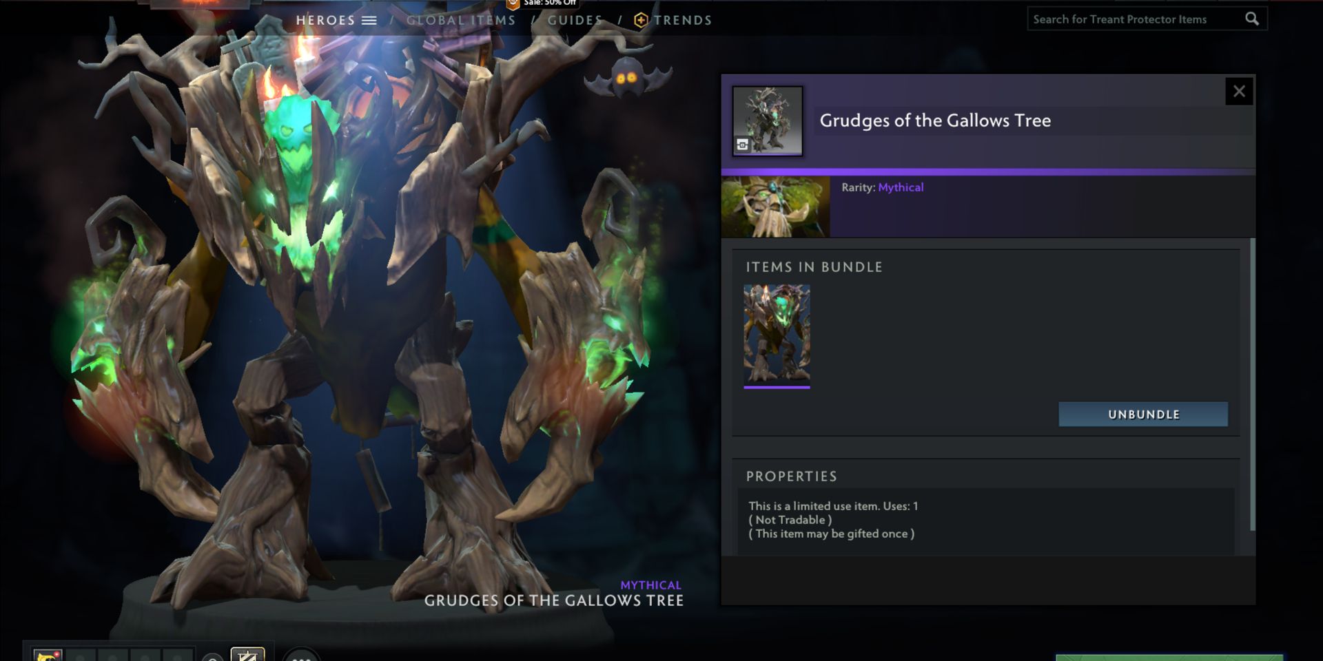 Beli Item Gift Grudges of the Gallows Tree (Treant Protector Diretide 2022 Collector Chest 2 ...