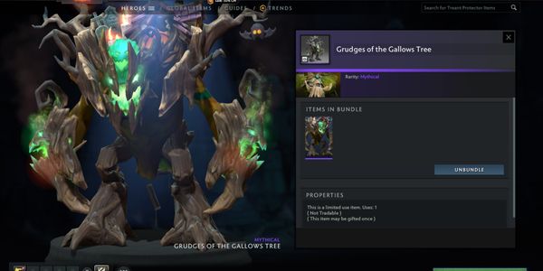 Beli Item Gift Grudges of the Gallows Tree (Treant Protector Diretide 2022 Collector Chest 2 ...