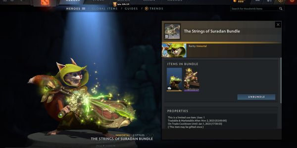 Beli Item Gift The Strings of Suradan Bundle (Immortal 2022 Ultra Rare) (Hoodwink Immortal) Dota ...