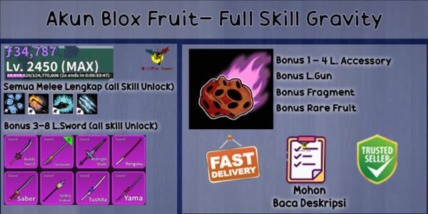 Buy Account Blox Fruit Account Lvl MAX (Full Skill Gravity) Blox Fruits ...