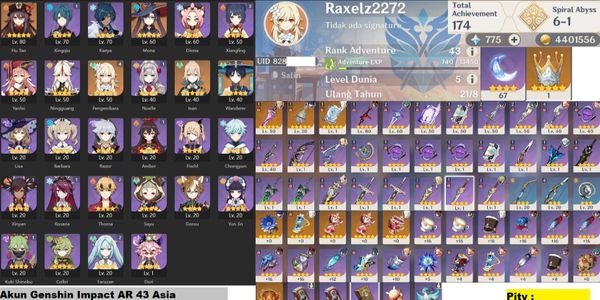 Beli Akun [Wanderer Signature] Wanderer Tulaytullah, Hutao, Jean, Mona ...