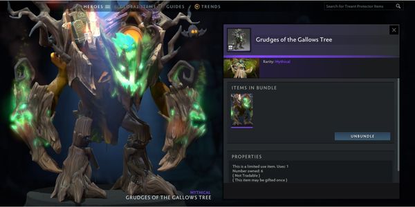 Beli Item Gift Grudges of the Gallows Tree (Treant Protector rare Set) Collector Cache 2022 Dota ...