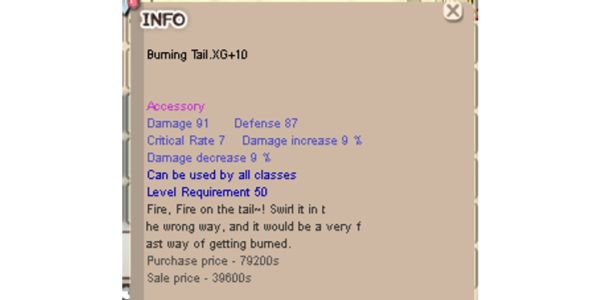 Buy Accessory Burning Tail XG +10 (BT) Seal Online Blades of Destiny ...