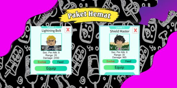 Beli Item Paket lightning bolt dan shield master all star tower defense ...