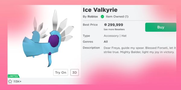 Beli Item Ice Valkyrie Limited Roblox Roblox Terlengkap dan Termurah ...