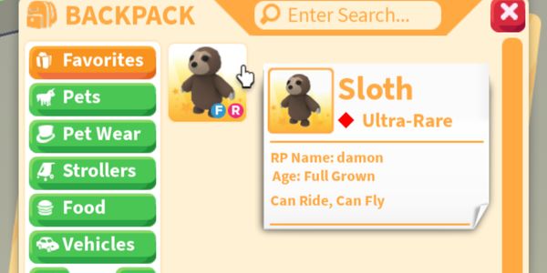 Beli Item Sloth FR - Adopt Me Roblox Terlengkap dan Termurah September ...
