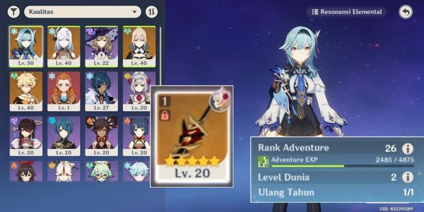 Beli Akun Akun Eula + Edhorn, Shenhe, Jean & Aloy [ASIA] | Akun 5b5 Genshin Impact Terlengkap ...