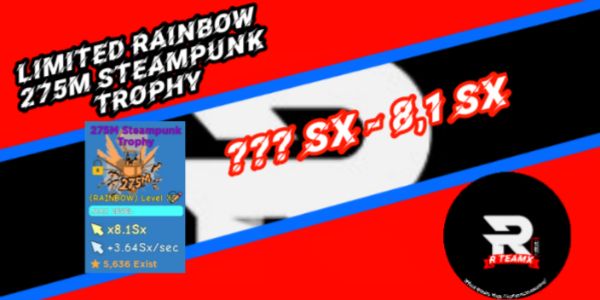Buy Item Limited Rainbow 275M Steampunk Trophy | Clicker Simulator RBL ...