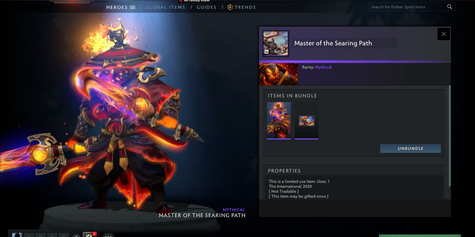 Beli Item Gift Master of the Searing Path (Bundle Ember Spirit ...