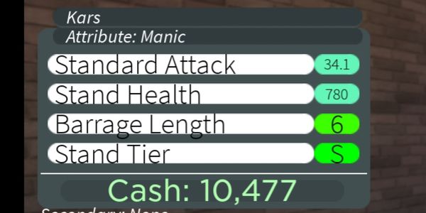 Buy Item Kars (Kars) Manic | Stand Upright: Rebooted Roblox 1827445 ...