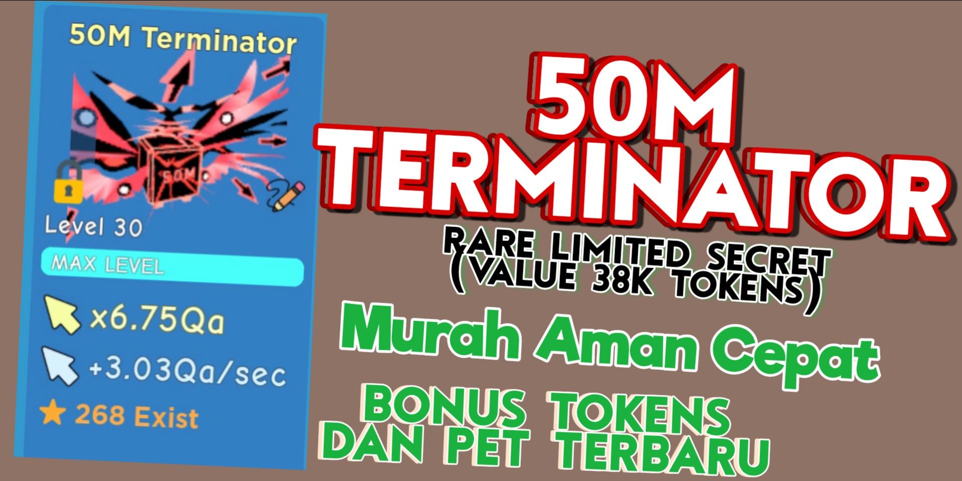 Beli Item 50M Terminator | Clicker Simulator Secret Pet | Clicker ...