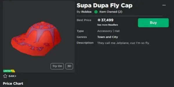 Beli Item Supa Dupa Fly Cap ROBLOX Limited Terlengkap dan Termurah ...