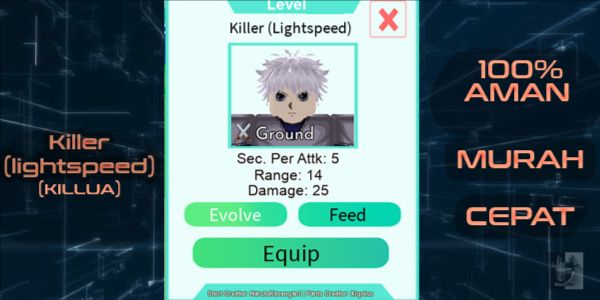 Beli Item Killer (Lightspeed) | all star tower defense | ASTD | killua ...