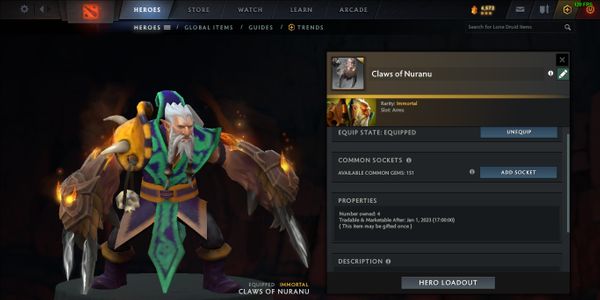 Beli Item Gift Claws of Nuranu (Lone Druid Set Aghanim's 2021 Immortal ...