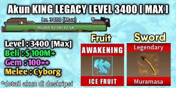 Beli Akun Akun King Legacy (LEVEL MAX) - [AWAKEN Ice Fruit + Muramasa ...