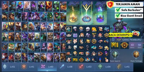 Beli Akun Akun I Emblem MAX, , FREE SQUAD, Epic Aldous, Dyrroth, Grock ...