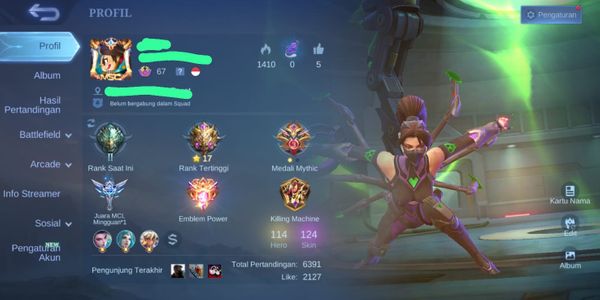 Beli Akun AKUN ML SULTAN MURAH HERO 114 SKIN 124 ALL UNBIND Mobile Legends Terlengkap dan ...