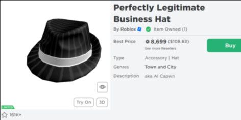 Beli Item Perfectly Legitimate Business Hat Roblox Terlengkap dan ...