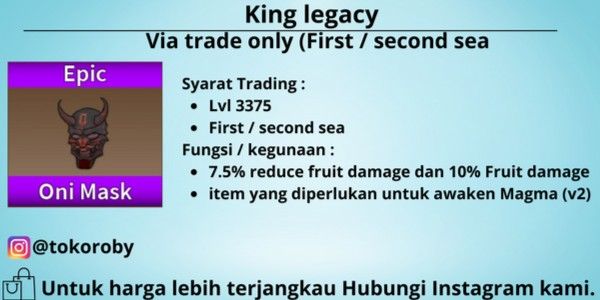 Buy Item Oni mask (King Legacy) Roblox 2516332 | itemku Indonesia
