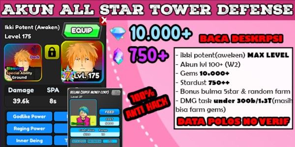 Beli Akun akun starter MAX IKKI | all star tower defense | akun astd ...