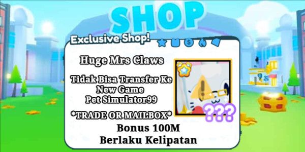 Beli Pet Exclusive Huge Mrs. Claws Pet Simulator X Roblox Terlengkap ...