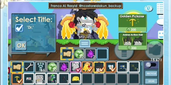 Buy Account DR TITLE + ANIME ACTION HAIR + GOLDEN PICKAXE + MERCY WINGS ...