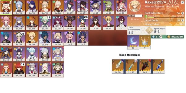 Beli Akun [Kazuha Signature] Raiden Kazuha Freedom Yoimiya Ganyu Klee ...