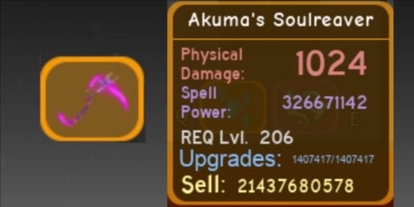 Beli Item Dungeon Quest | Akuma's Soulreaver | Mage Legendary Level 206 ...