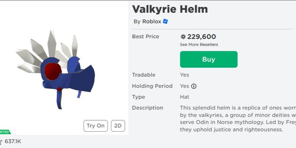 Buy Item Valkyrie Helm Roblox Limited Roblox 2548984 | itemku